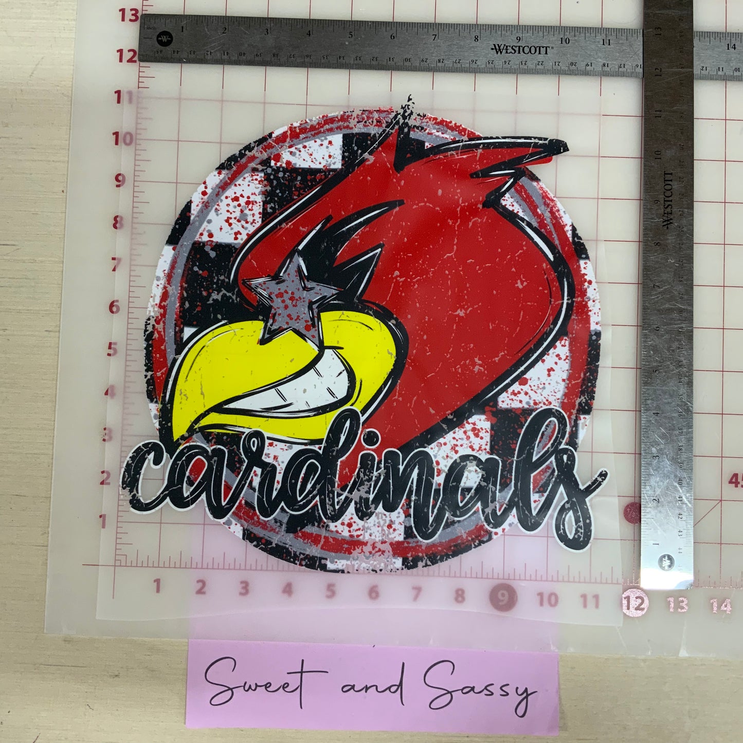 “Star Plaid Cardinal ” DTF Transfer – Sweet and Sassy Store
