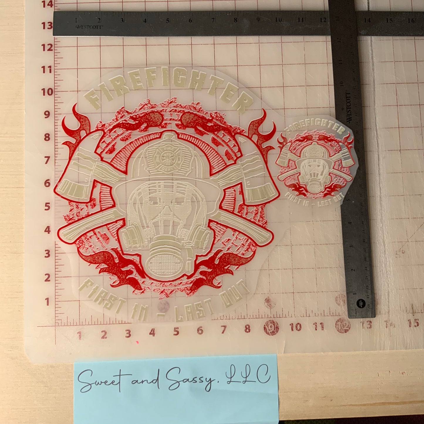 "FIREFIGHTER First In Last Out"" DTF Transfer Design – Sweet and Sassy ...